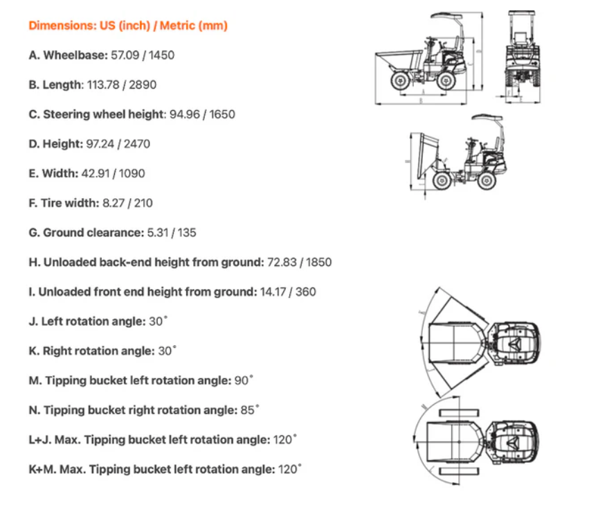 Dumper Truck Kubota Engine 4x4 Swivel bucket Rhinoceros KS3000 £10499 ...