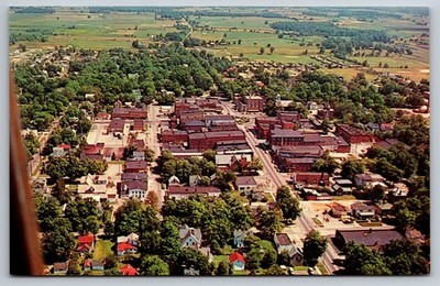 Angola Indiana Aerial View Downtown Us Hwy 27 Vintage Postcard 1962 ...