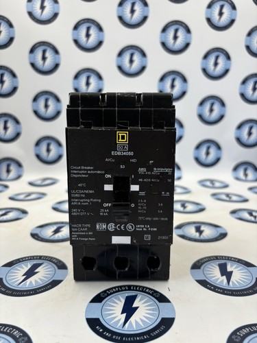 Square D EDB34050 3 Pole 50 Amp Circuit Breaker 480Y 277V Type EDB 50A ...