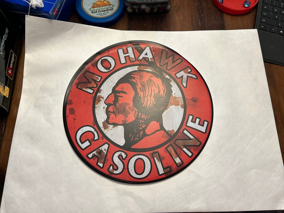 Reproduction Mohawk Vintage round Metal Tin Signs Gas Oil Car Garage ...