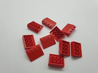 Lego 10 x Dachstein Schrägstein Slope 3297 33 ° 3x4 rot Dachziegel ...