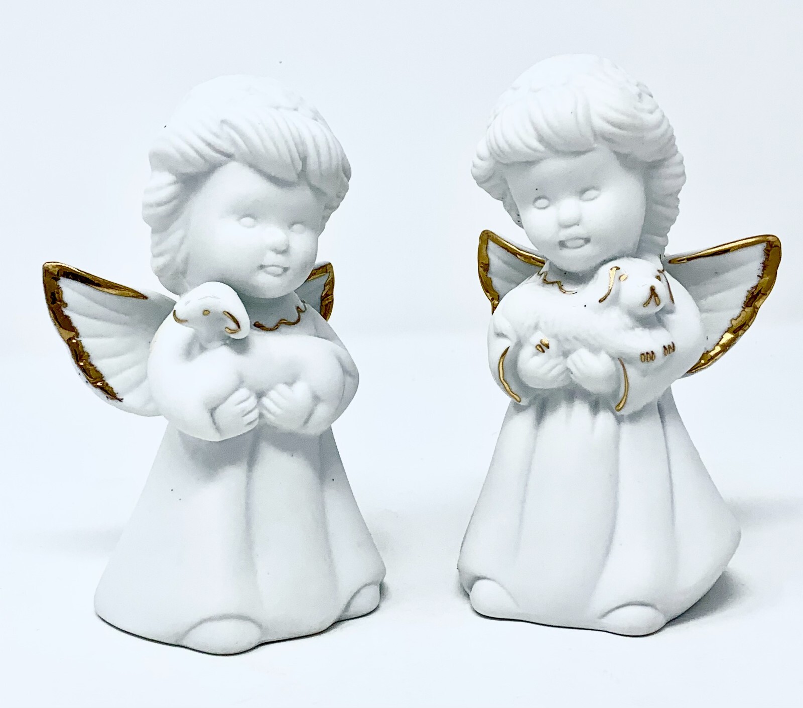 PORCELAIN BELL ANGELS With Bells crafted porcelain Angels Approx. 5 in ...