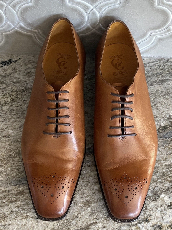GAZIANO & GIRLING Bespoke SINATRA Seamless Wholecut Leather Shoes US 8. ...