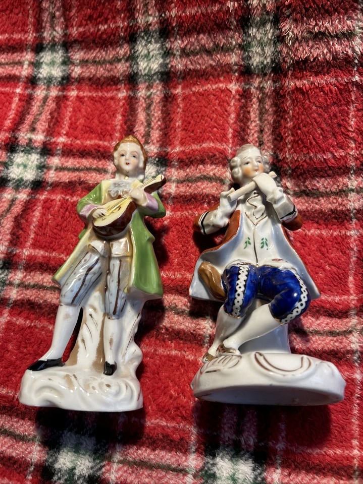 Vintage Figurines Musical Instruments Occupied Japan Ceramic Colorful ...