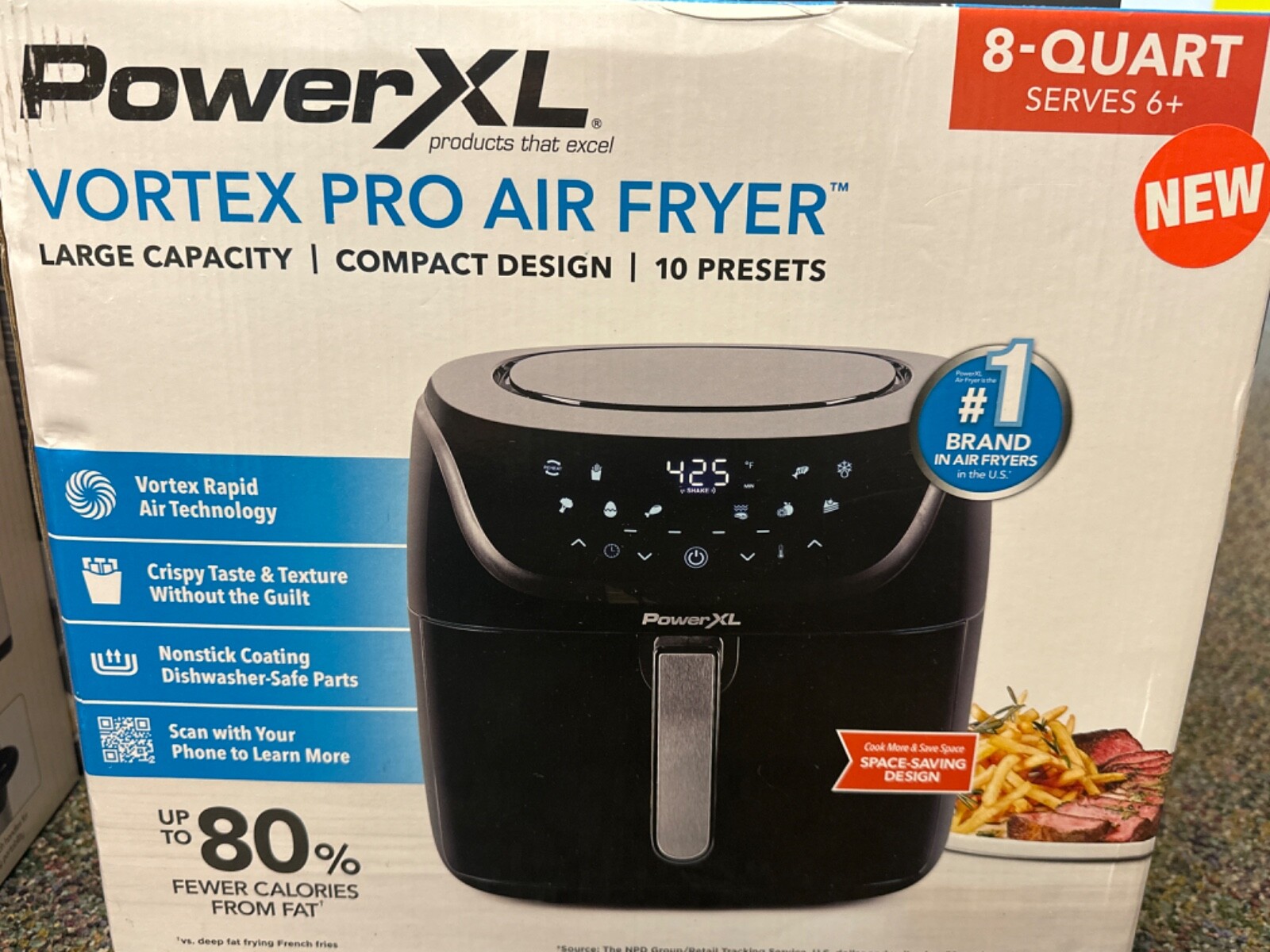 Power XL Vortex Pro Air Fryer 8qt 7 in 1 Touch LED Panel With 10 ...