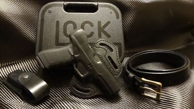 LEATHER HOLSTER + MAG POUCH + BELT FOR GLOCK G17,G19,G22,G23,G31 | eBay