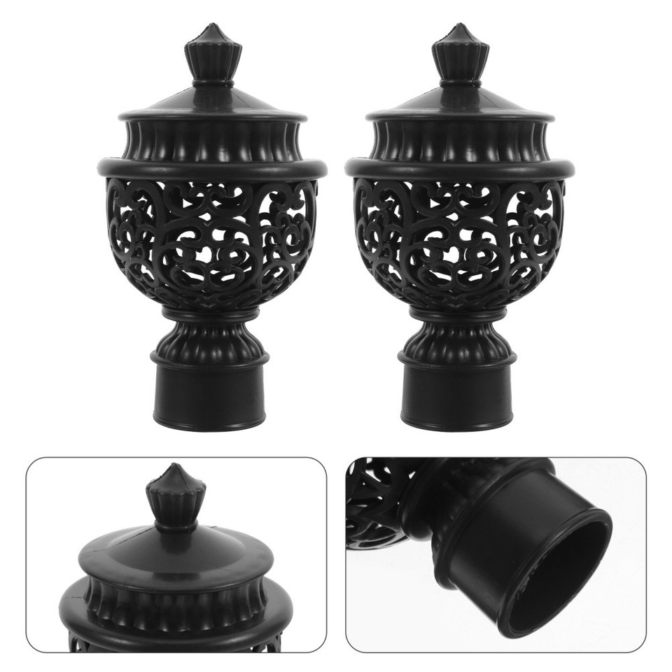 12pcs Roman Curtain Rod Fittings Plastic Drapery Rail Finials ...