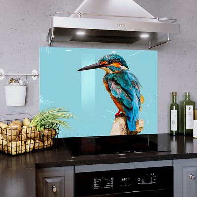 Glass Splashback Kitchen Tile Cooker Panel ANY SIZE Kingfisher Birds ...