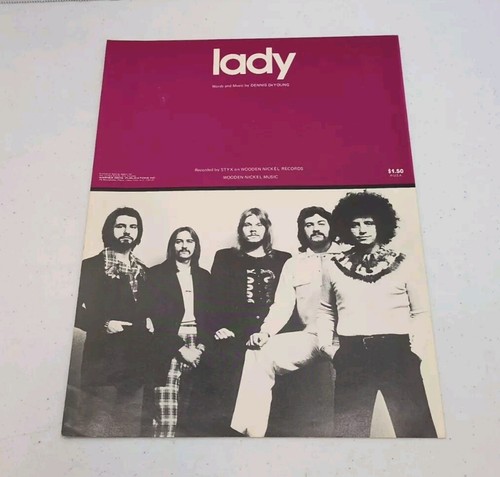 Lady Sheet Music Styx Piano Guitar Vocals 70s Rock & Roll Love Song F3O ...