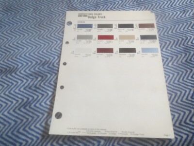 1983 DODGE TRUCK COLOR CHIPS CHART BROCHURE | eBay