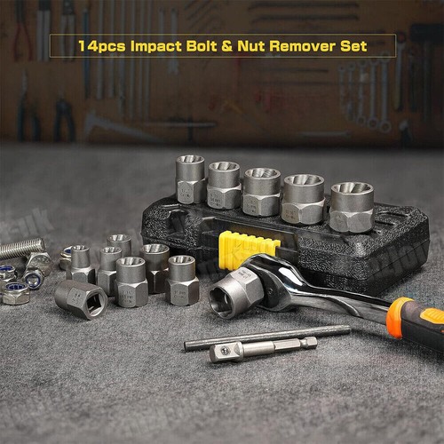 15pc Bolt Extractor Impact Socket Set 3/8" Dr Damaged/Rounded Nut ...