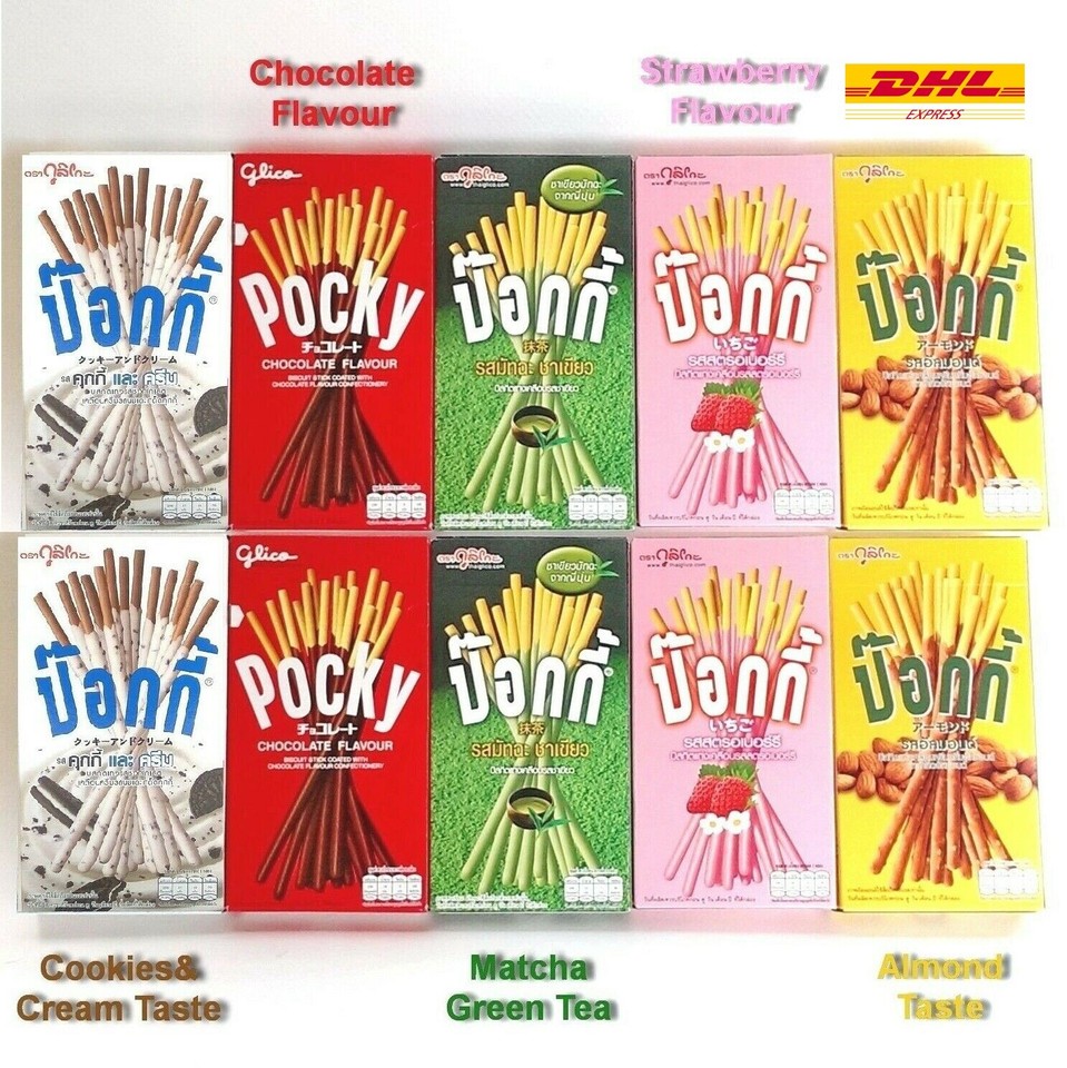 10 x Pocky Biscuit Stick Mixed Flavour Glico Coated ALL 5 Flavors ...
