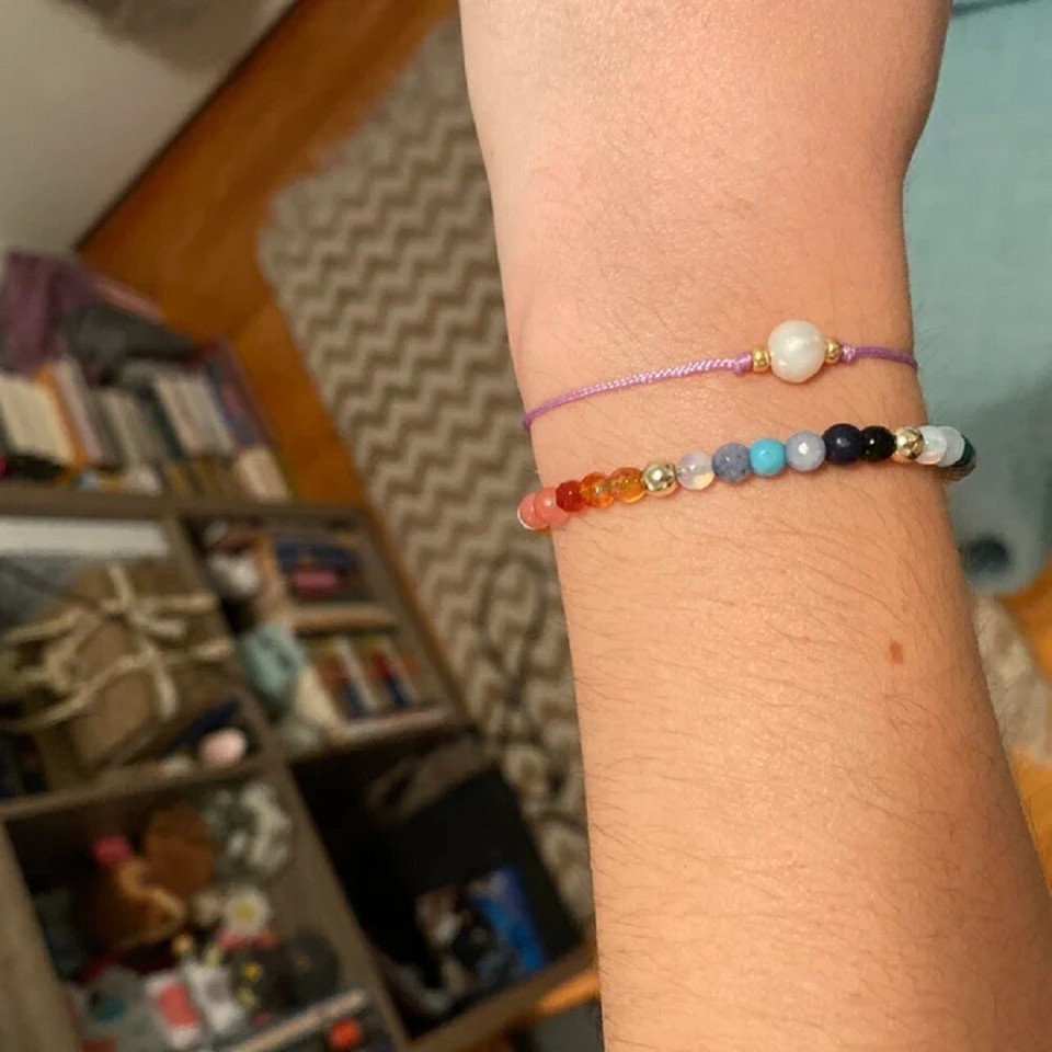 Natural 3mm Assorted Gemstone Crystal Beaded Braided Bracelet 12 Zodiac ...