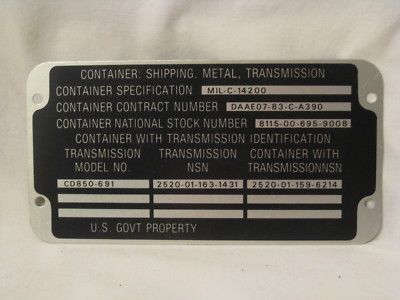 vintage Container Shipping Military U.S. Govt metal ID tag emblem badge ...