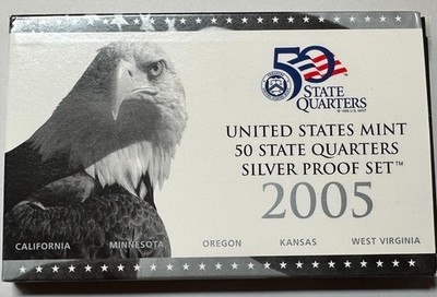 2005 US Mint 50 State Quarters SILVER Proof Set OG Packaging COA | eBay