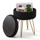 Cpintltr Modern Velvet Foot Rest Stool Upholstered Round Storage ...