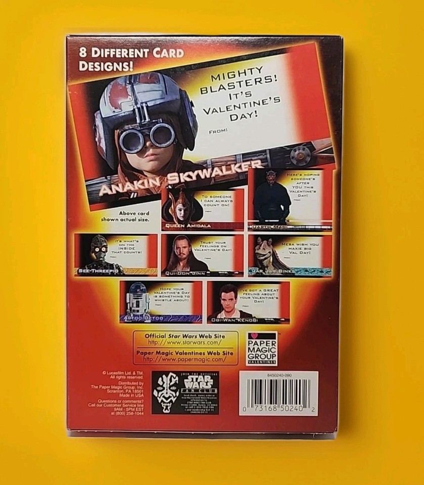 STAR WARS EPISODE 1 Fan Club- New Vintage Valentines Cards - 32 CARDS ...