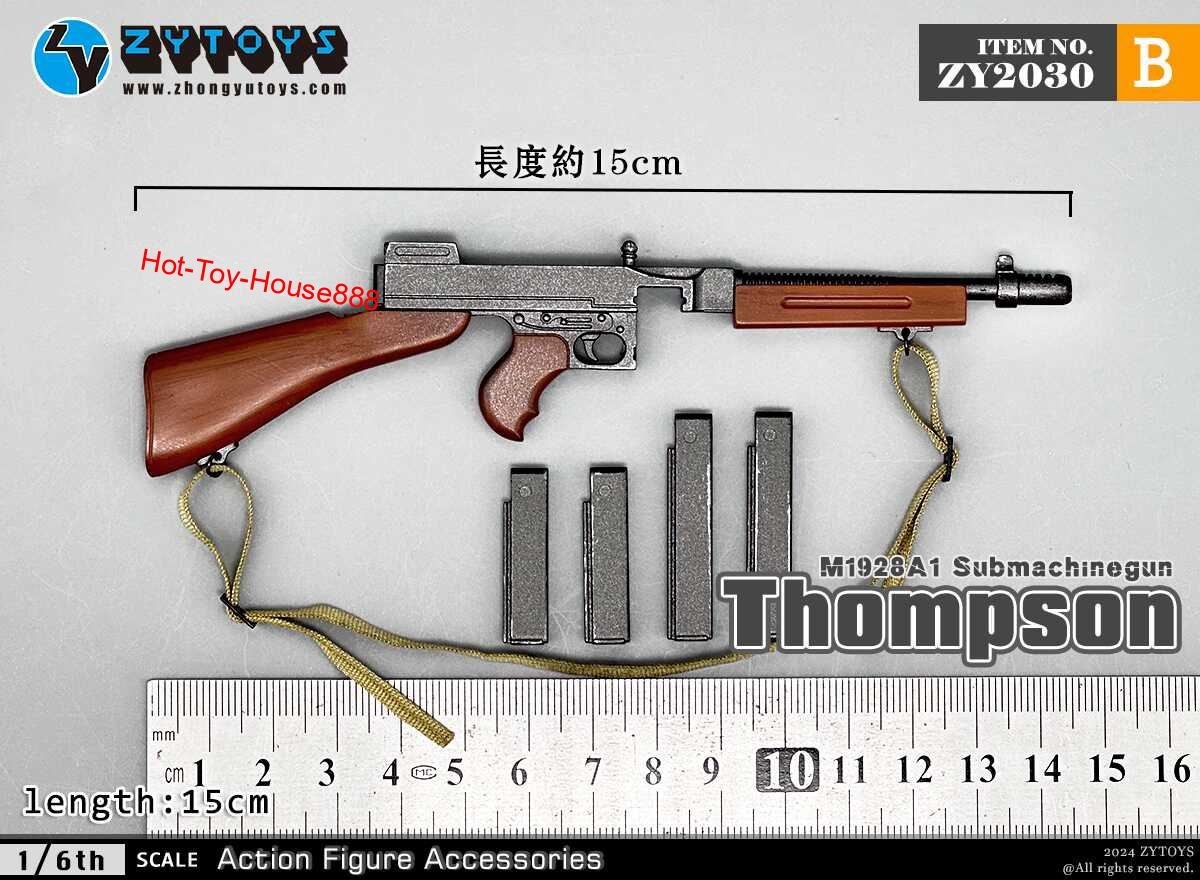 1/6 M1928A1 Thompson Submachine Tommy Gun Model for 12"figure Hot Toys ...