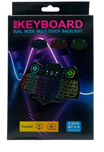 NEW V18 Mini Wireless Keyboard Backlit Multilingual 2.4G+BT4.2 AirMouse ...
