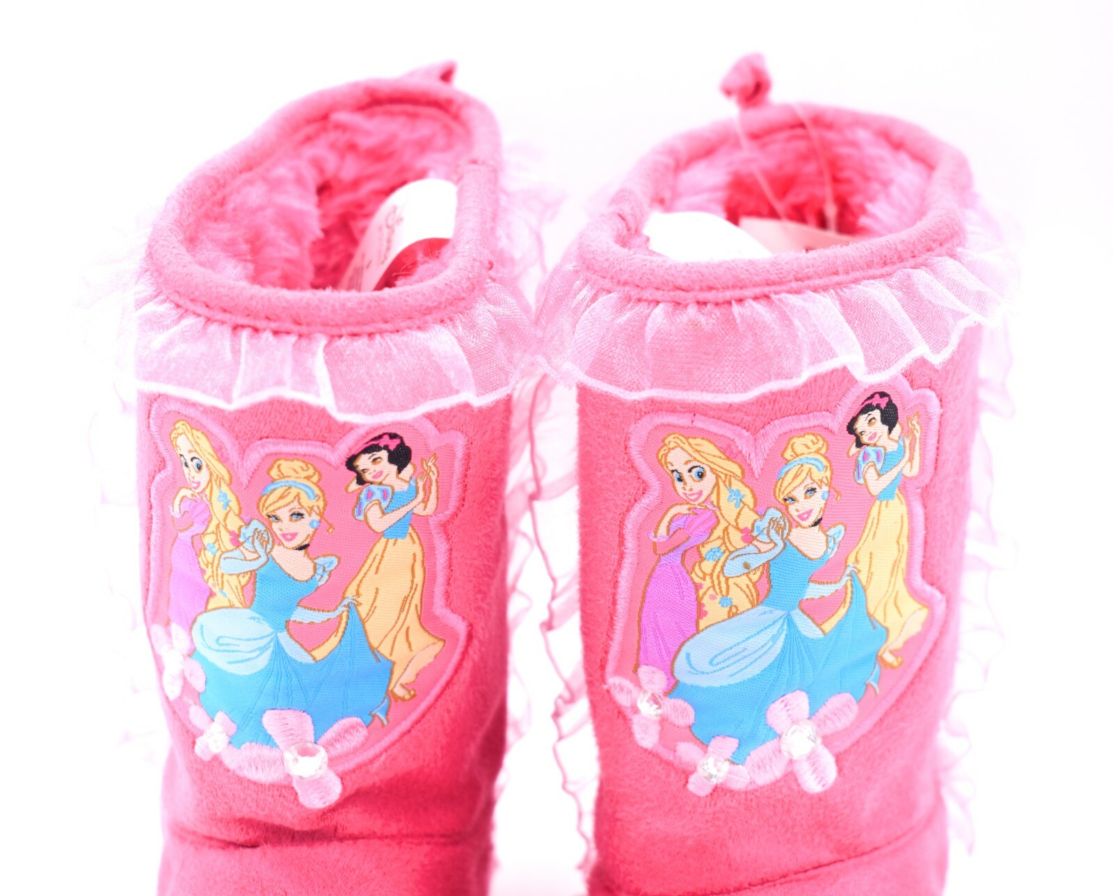 Disney Princess Boots,Pink,Ruffles,Crystals,Flowers,Faux Suede,Rubber ...