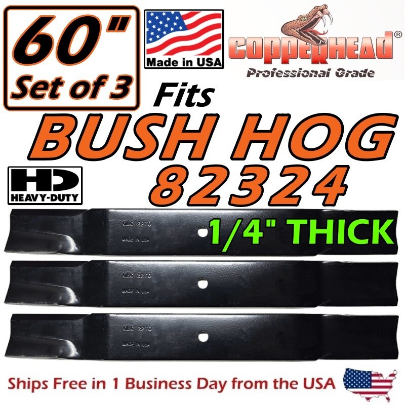 COPPERHEAD 3-PACK 60" HEAVY DUTY BUSH HOG BLADES - 82324 - 1/4" THICK ...