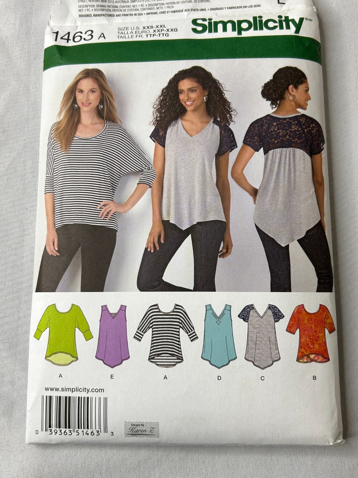 Knit Tops Misses Size Xxs-xxl Sewing Pattern Simplicity 1463 for sale ...