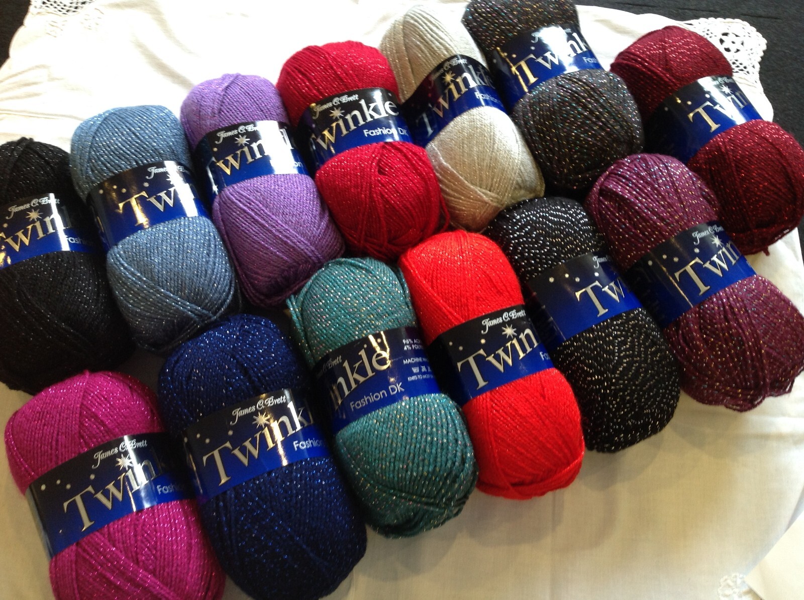 JAMES BRETT TWINKLE FASHION DOUBLE KNITTING WOOL BLUE GLITTER PIECES ...