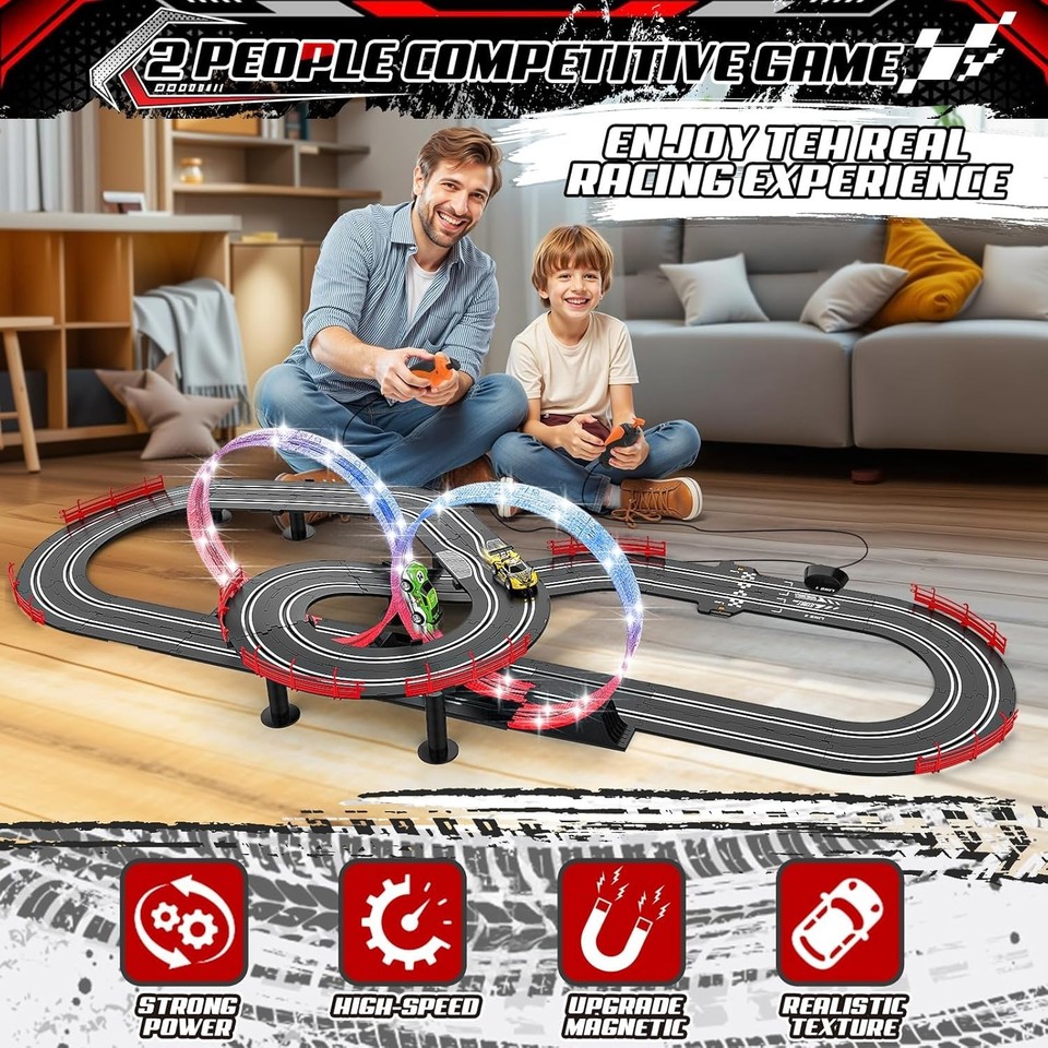 3 IN 1 Slot Car Race Track Sets with 4 High Speed Slot Cars, 3 IN 1 ...
