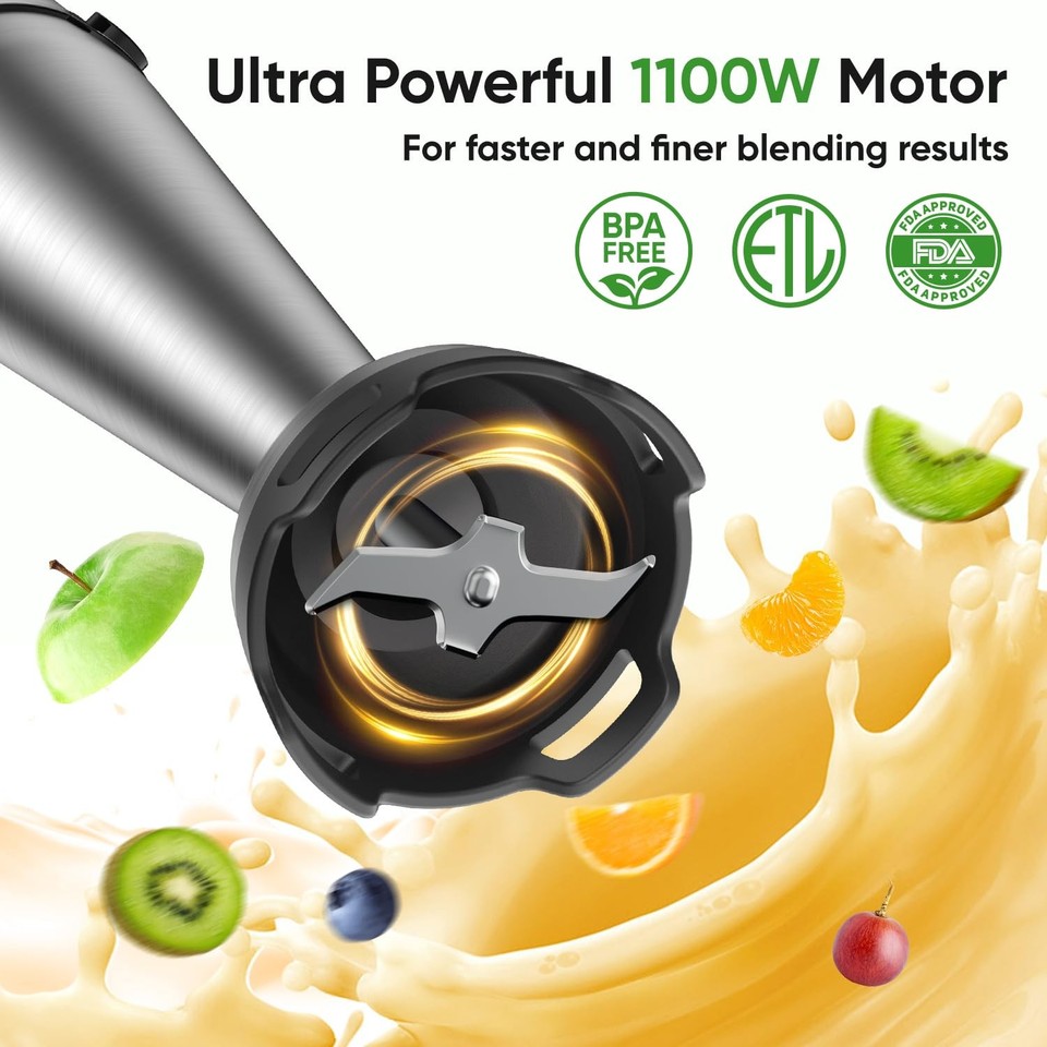 Immersion Blender Handheld 1100W 3 in 1 Corded Stick Hand Blenders for ...