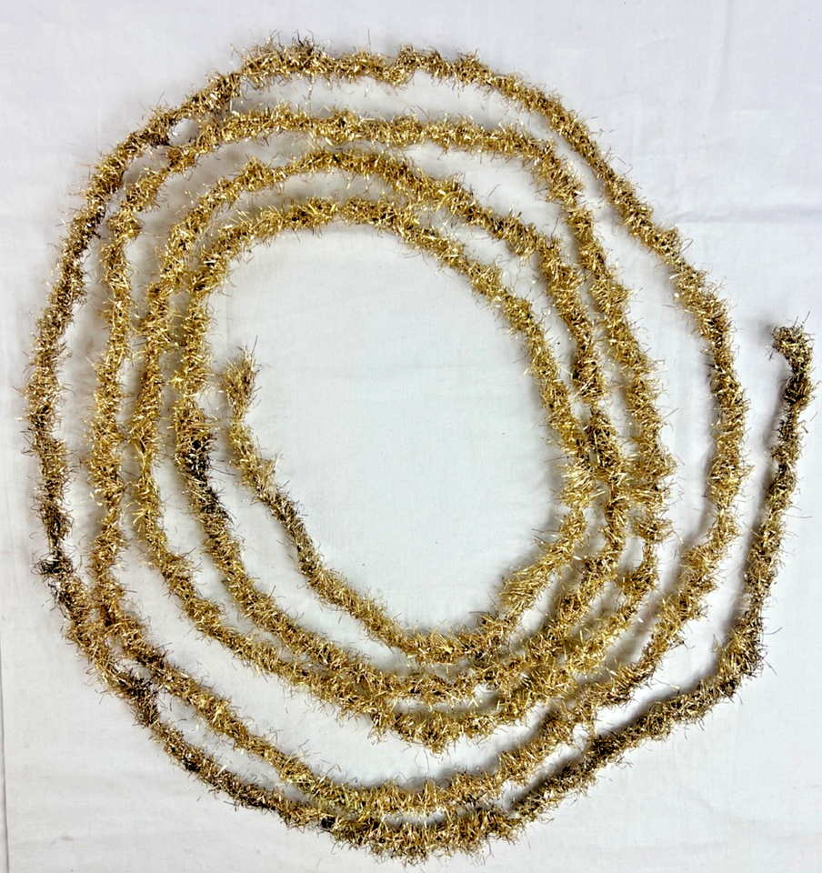 Antique 136" Fine Lead Tinsel Dark Gold CHRISTMAS Feather Tree Garland ...