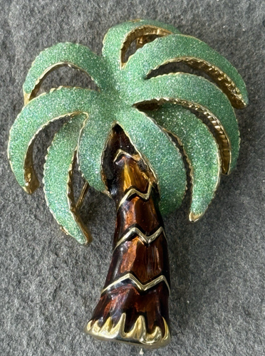 RETRO Tropical Palm Tree Shiny Brooch ROMAN unsigned | eBay