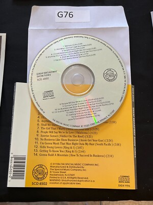 Great Broadway Show Tunes - No Booklet Audio CD No Case #G76 | eBay