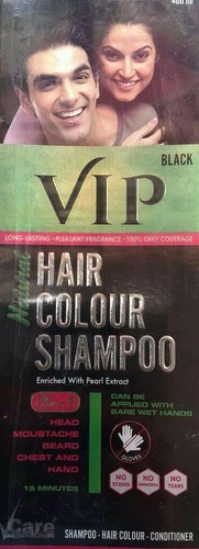 VIP Hair Colour Shampoo 5 In 1- 400 ML -Head,Moustache,Beard,Chest ...