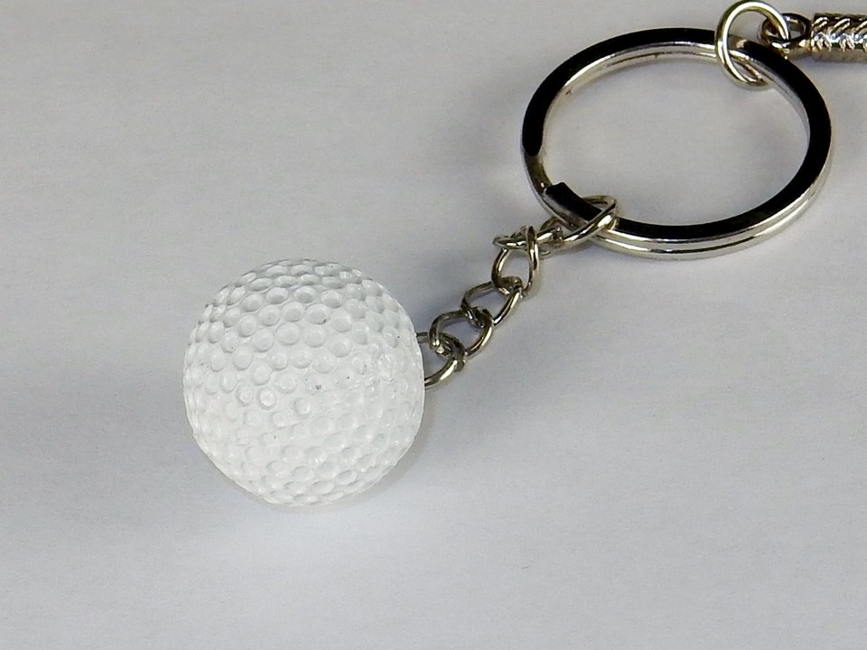 Golf Club & Ball Novelty Key Ring ~ Realistic Metal Club, w/Plastic ...