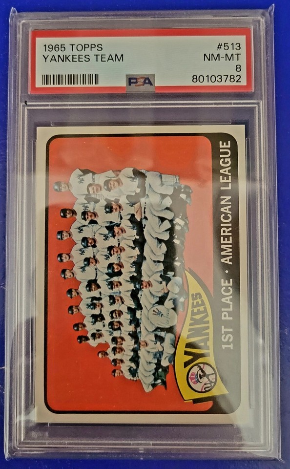 1965 Topps Yankees Team Card #513 PSA 8 NM-MT NICELY CENTERED Mickey ...