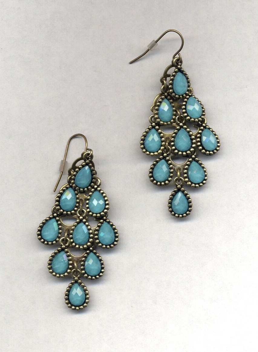 Turquoise Chandelier Earrings with Multi-Faceted Drops 3006T | eBay
