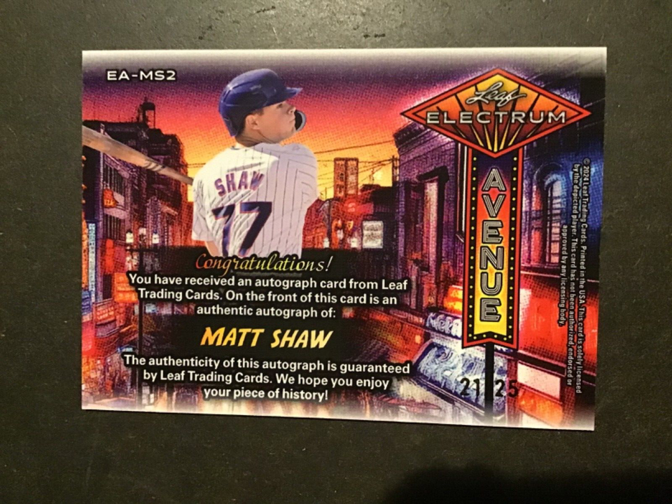 2024 Leaf Electrum Baseball Matt Shaw Purple Electrum Avenue Auto #21/ ...