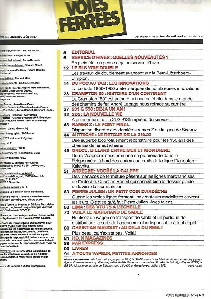 VOIES FERREES N°42 CRAMPTON 80 / ARDECHE / GRECE CREMAILLERE / 251 G ...