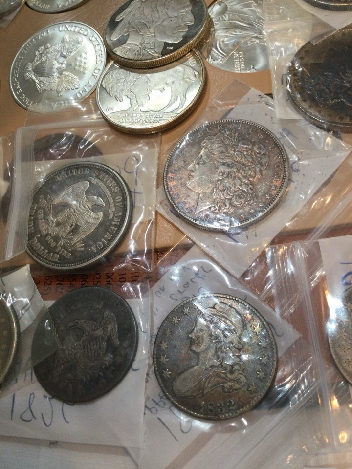 Old US Silver Coins Mixed Lot - Large Dollars & Halfs & Bullion- No ...