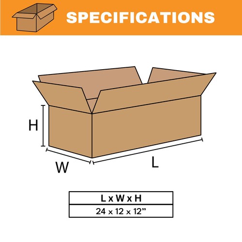 25x 24x12x12 Heavy-Duty Single Wall Shipping Boxes - Brown | eBay