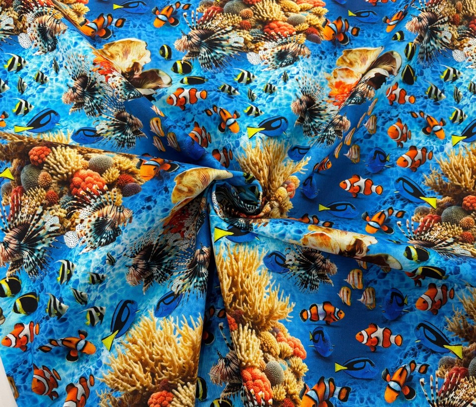 Seaside Cotton Fabric Mixed Ocean Nautical Sea Beach Patchwork Craft ...