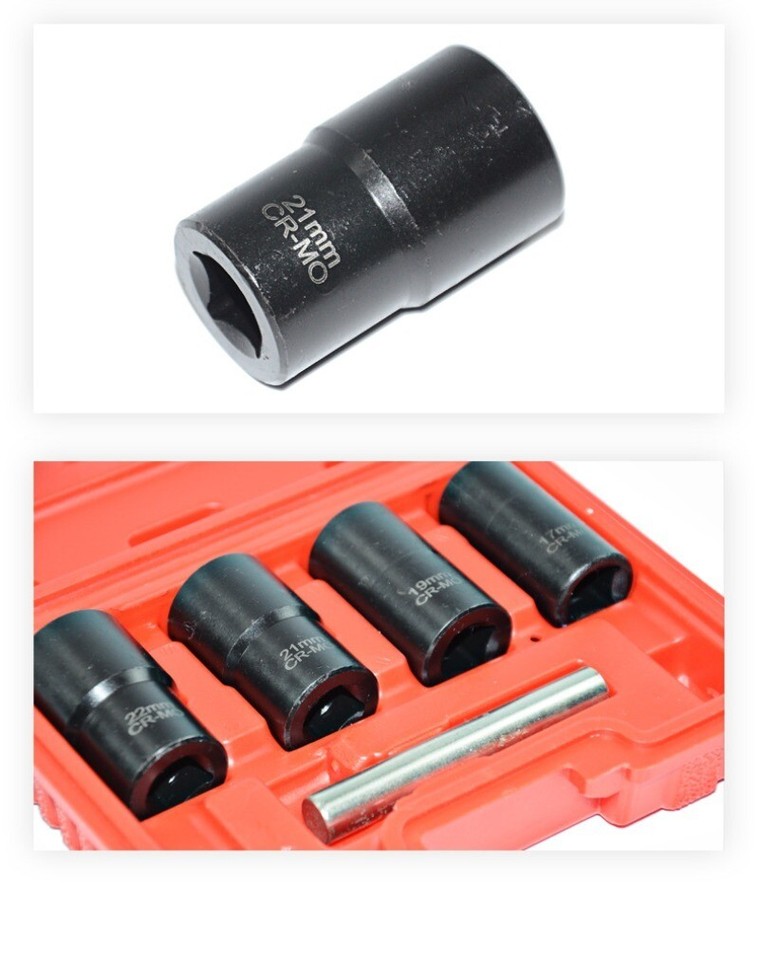 5-Piece Non-Slip Socket Set Chrome Molybdenum Steel Nut Removal Tool ...