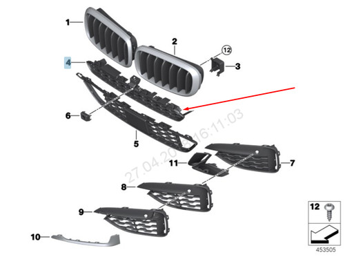 NEW BMW X6 F16 FRONT M BUMPER UPPER GRILLE 51118056520 8056520 2016 ...