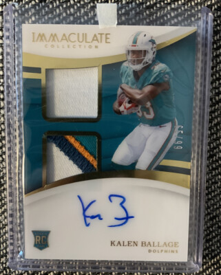 2018 Immaculate Signature Kalen Ballage Autograph Patch 65/99 Dolphins ...
