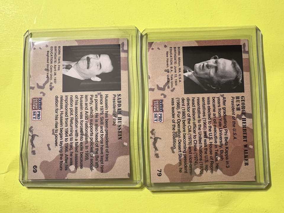 George Bush Saddam Hussein 1991 Pro Set Trading Card DESERT STORM ...