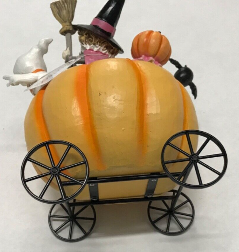 Halloween 8.75" Orange and Gray "Boo Boo" Pumpkin Cart Table Decor ...