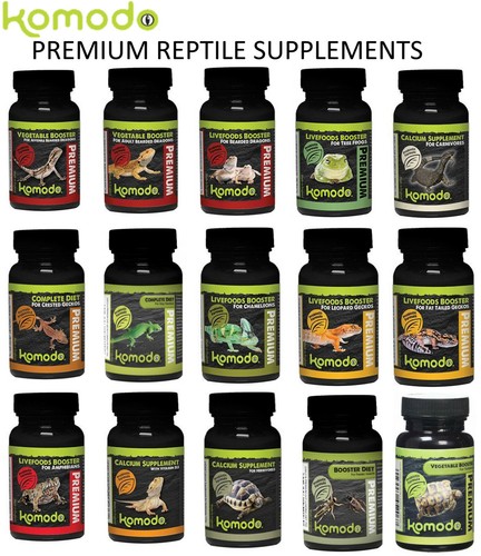 KOMODO REPTILE SUPPLEMENTS & BOOSTERS LIZARD GECKO FROG PREMIUM VITAMIN ...