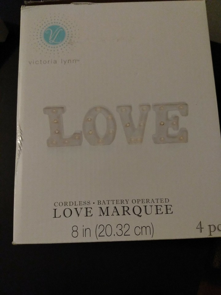 Victoria Lynn LOVE White Marquee Letters 4 Pieces Metal sign 8" Wedding ...