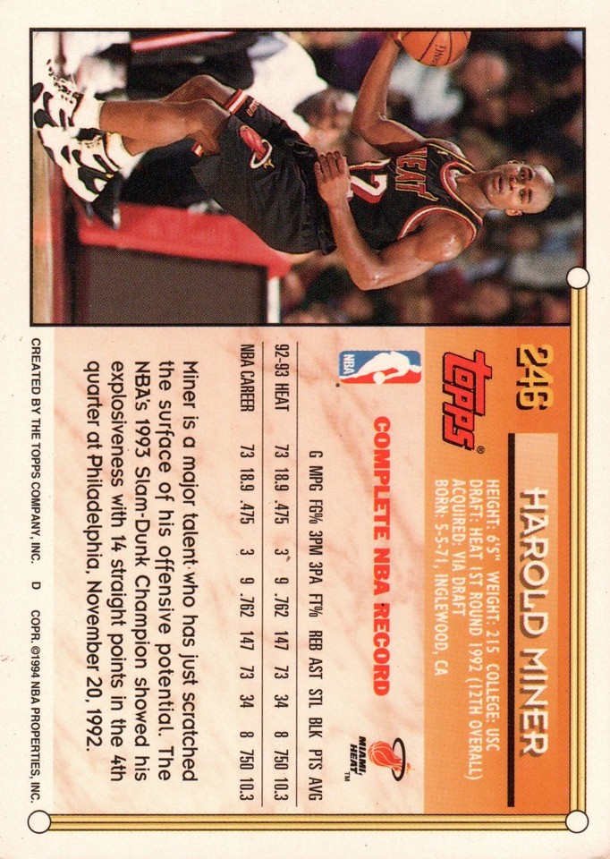 1993 Topps #246 Harold Miner | eBay