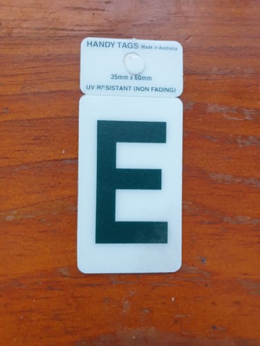 Handy Tags Adhesive Label, 35mm x 60mm--letter E | eBay Australia